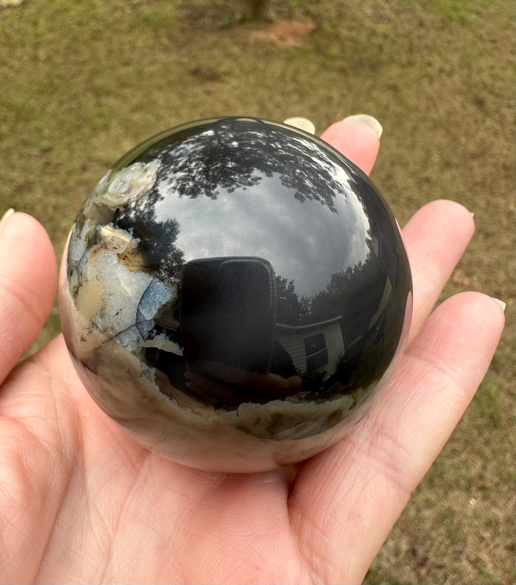 Volcano Agate Sphere UV Reactive #3| Gems & Minerals Rock