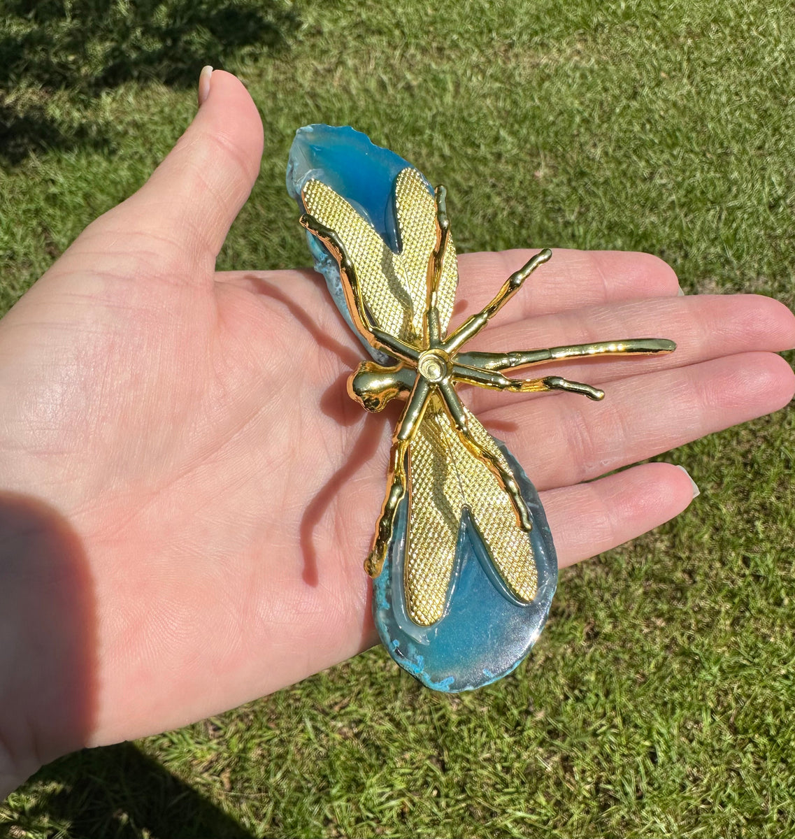 Dragonfly with Agate Slice Wings| Gems & Minerals Rock