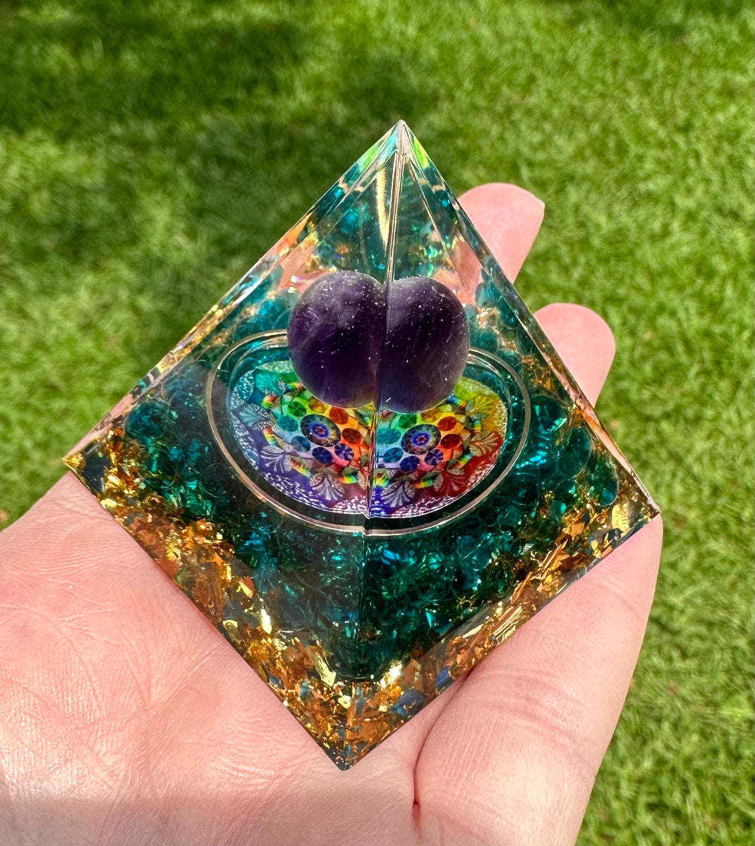 Amethyst Orgonite Pyramid #8| Gems & Minerals Rock