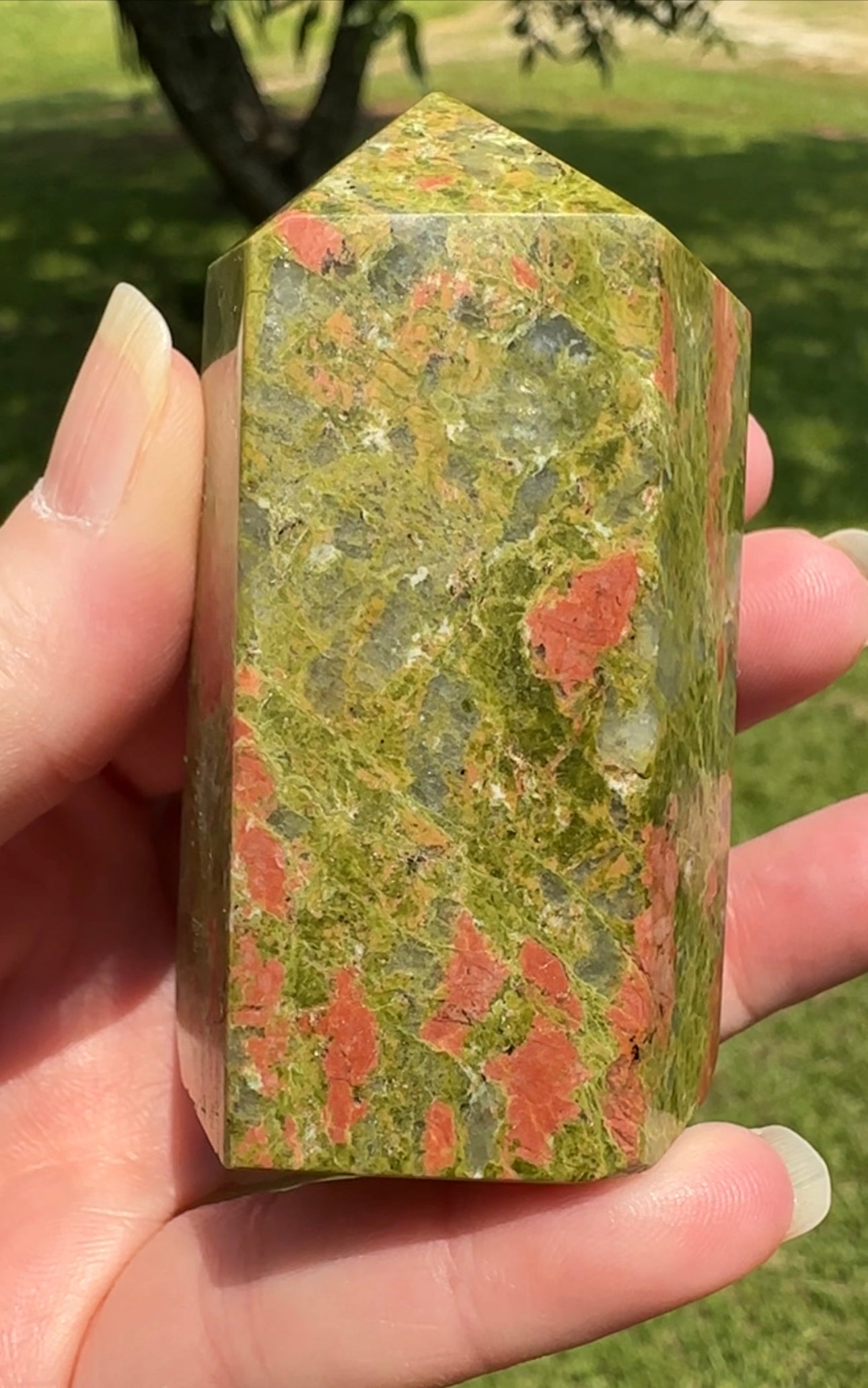 Chunky Unakite Tower – Gems & Minerals Rock Shop