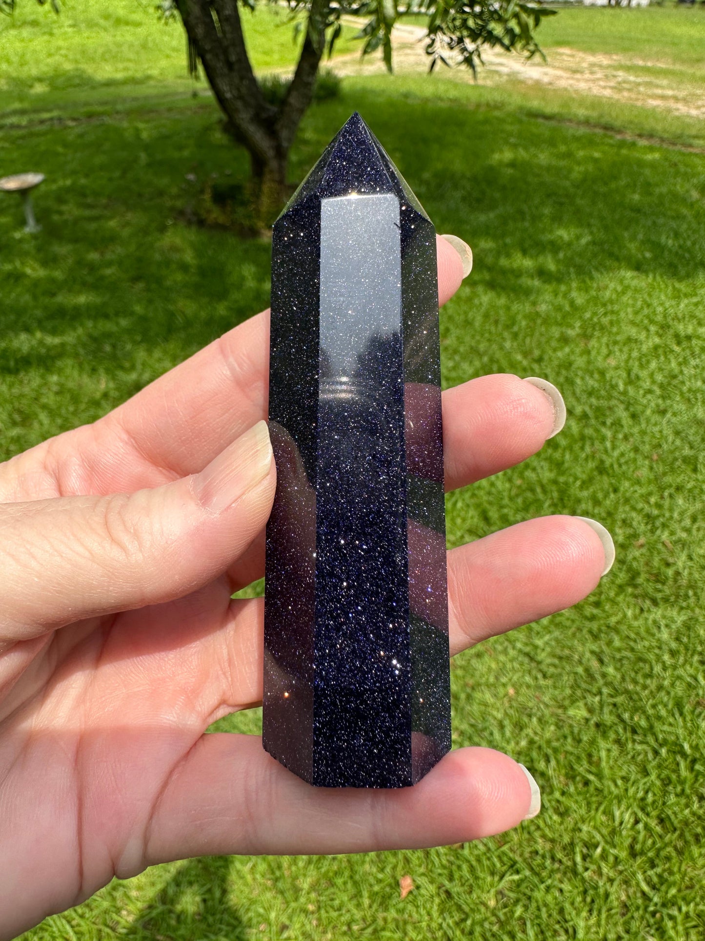 Sparkly Blue Sandstone Tower #1 – Gems & Minerals Rock Shop