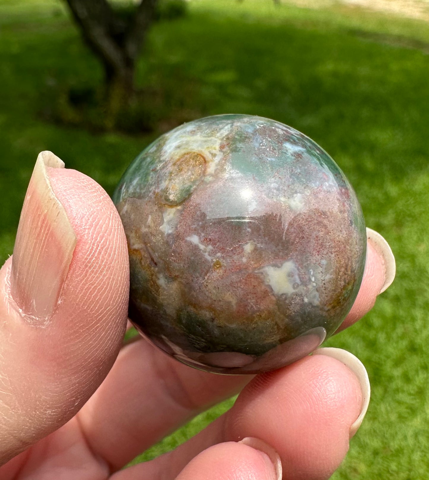 Moss Agate Sphere #9 – Gems & Minerals Rock Shop
