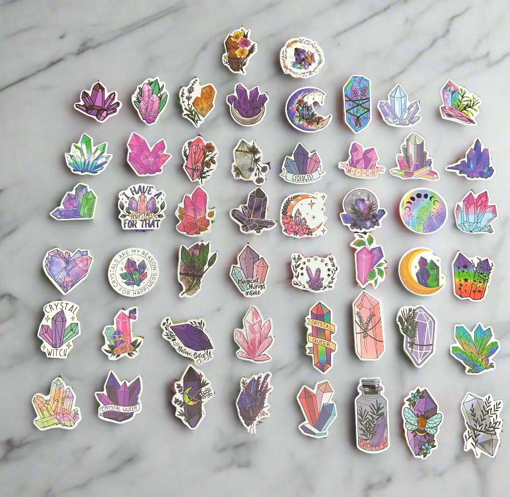 Crystal Collection Stickers set of 50 – Gems & Minerals Rock Shop